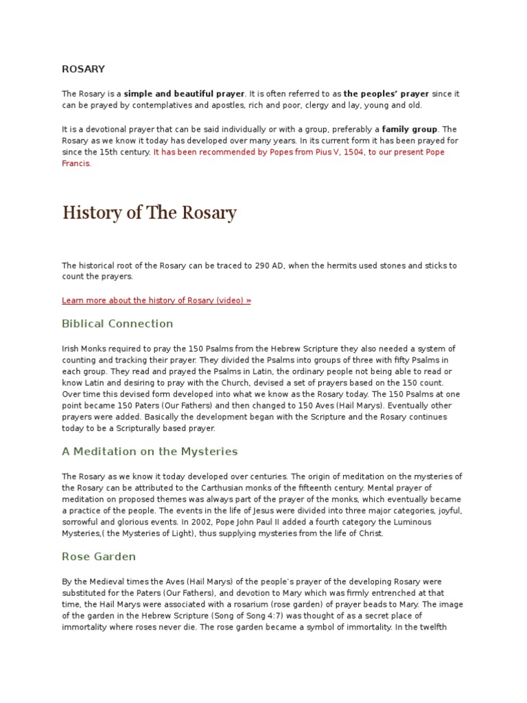 History of The Rosary | PDF | Rosary | Christian Worship And Liturgy