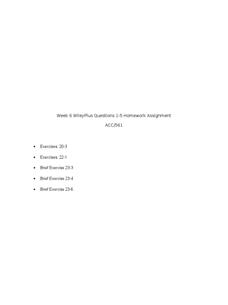 ACC/561 Week 6 WileyPlus Homework | PDF | Income | Homework