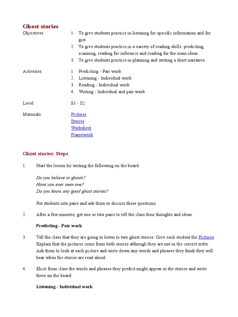 Ghosts Stories | Download Free PDF | Reading (Process) | Question