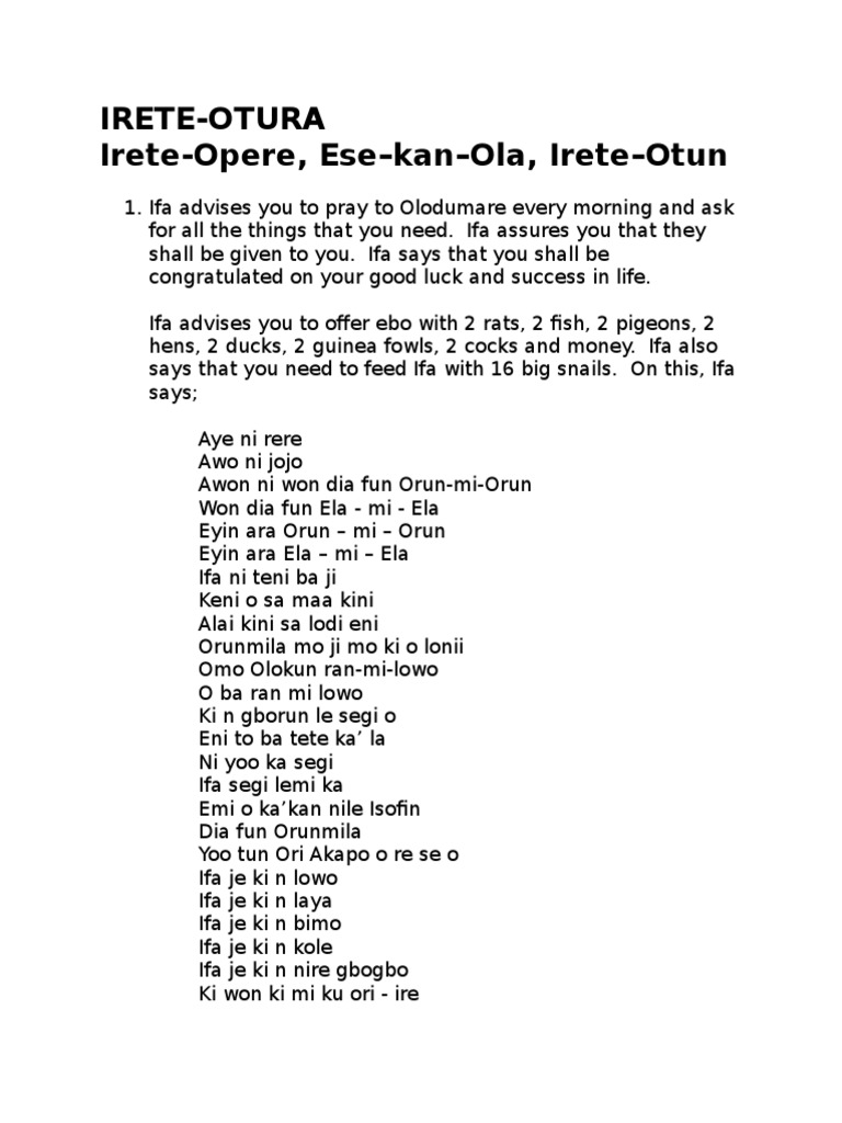 Irete Otura en Ingles | PDF