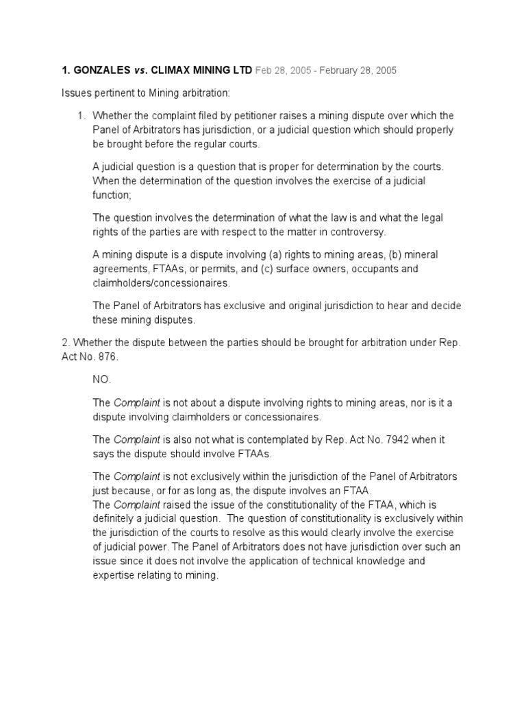 ADR: Cases For Mining Arbitration | PDF | Arbitration | Alternative Dispute Resolution
