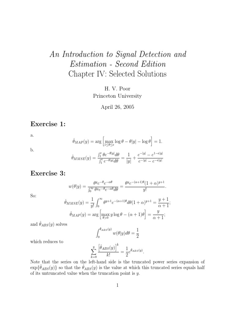 Signal Detection Solutions | PDF | Scientific Theories | Estimation Theory