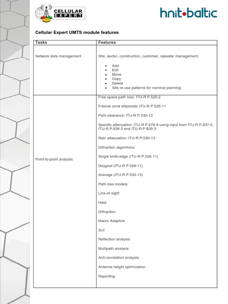 Cellular Expert UMTS Module Features | PDF | Antenna (Radio) | Cellular ...