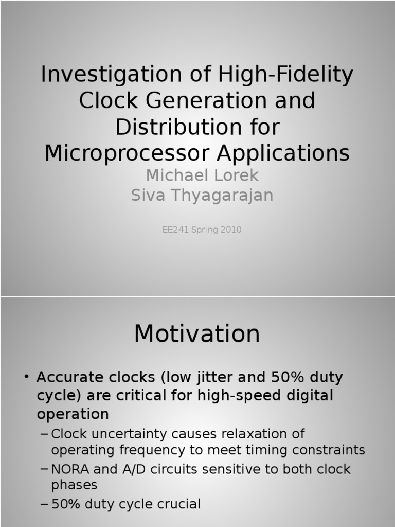 Design and Analysis of a High-Fidelity Clock Generation and ...