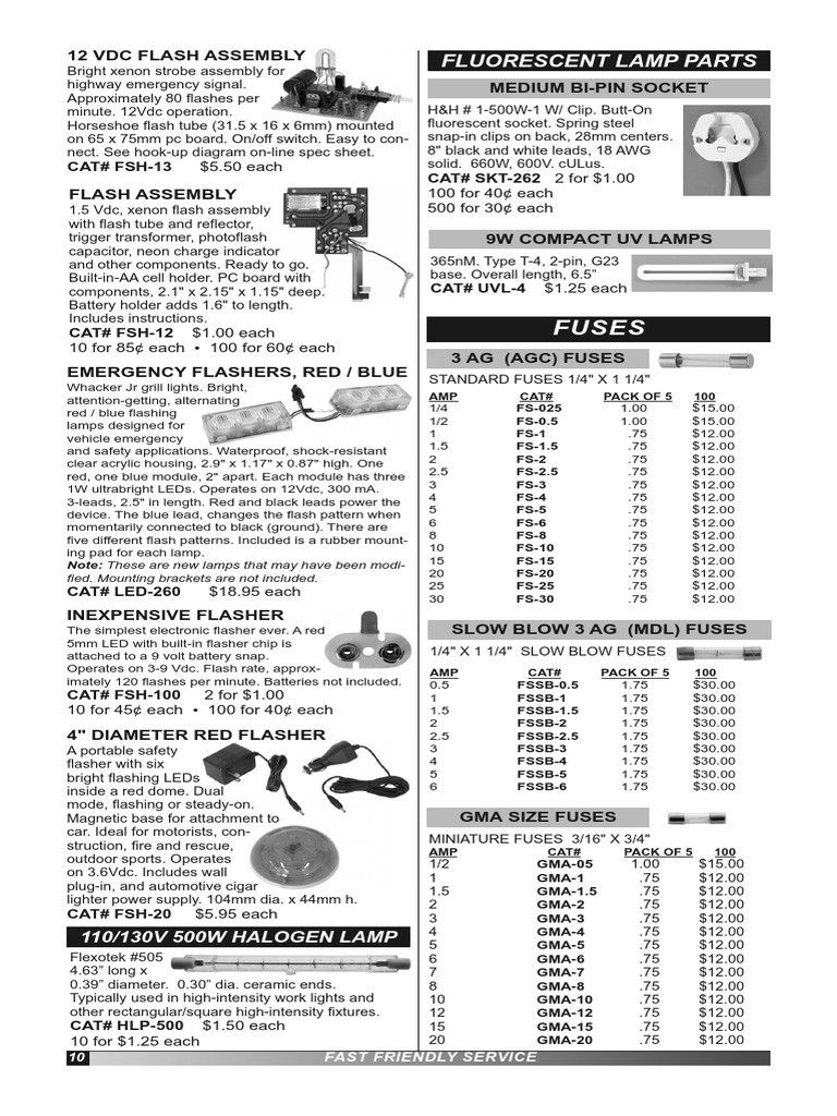 Fuses: Fluorescent Lamp Parts | PDF | Flash (Photography) | Fuse ...