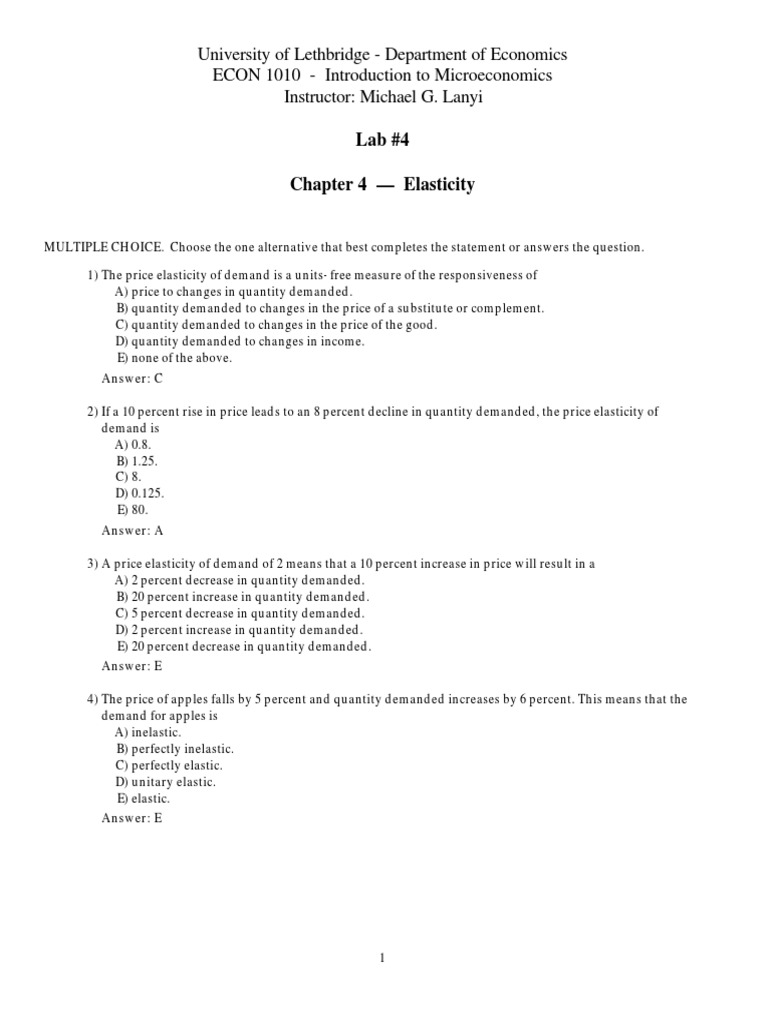 Chapter 4 Microecon | PDF | Demand | Price Elasticity Of Demand