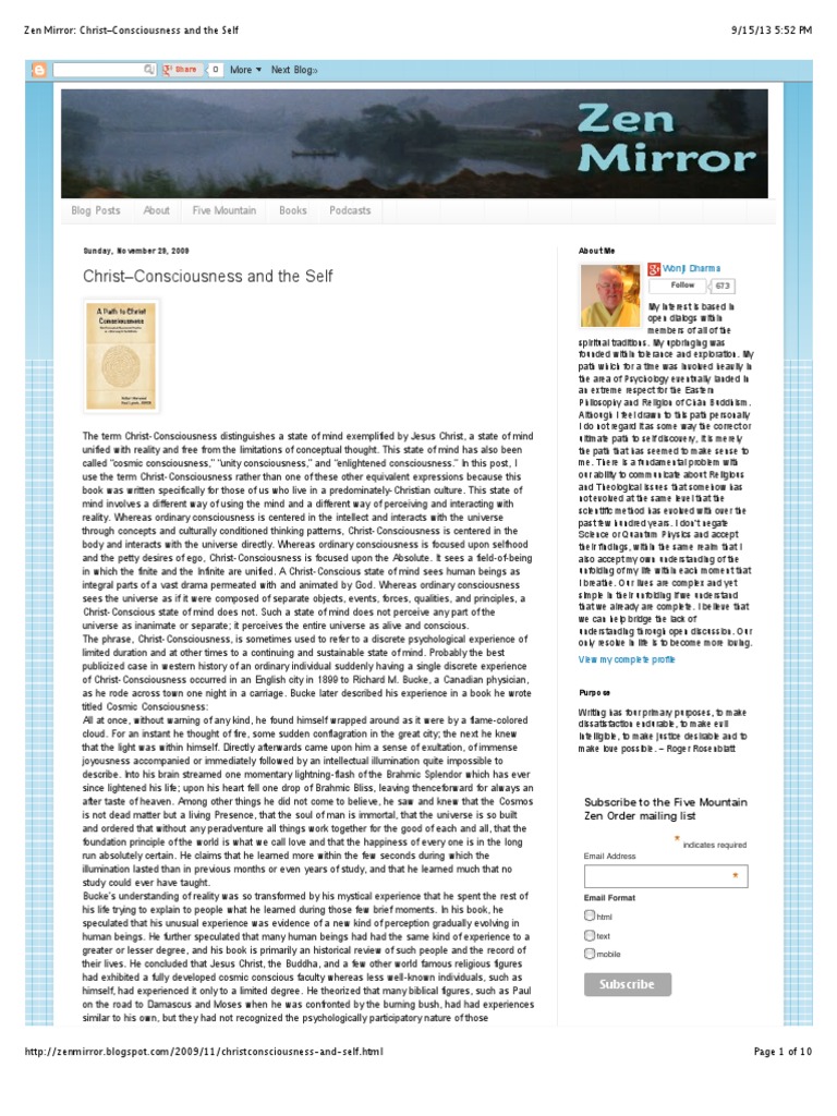 Zen Mirror - Christ Consciousness and The Self | PDF | Consciousness ...