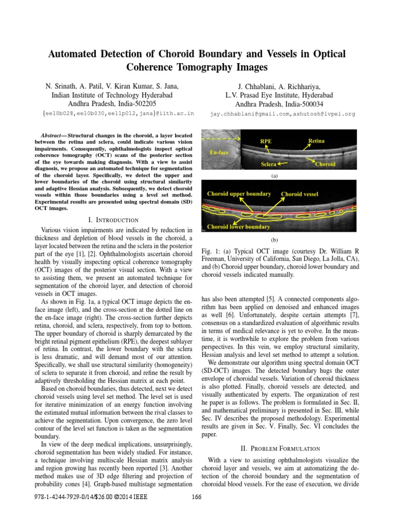 Automated Detection of Choroid Boundary and Vessels in Optical Coherence Tomography Images | PDF ...