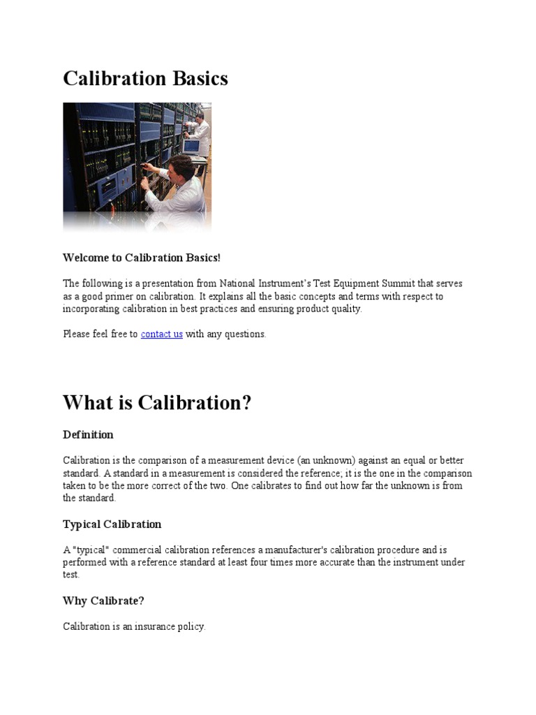 Welcome To Calibration Basics! | PDF | Calibration | Electric Current
