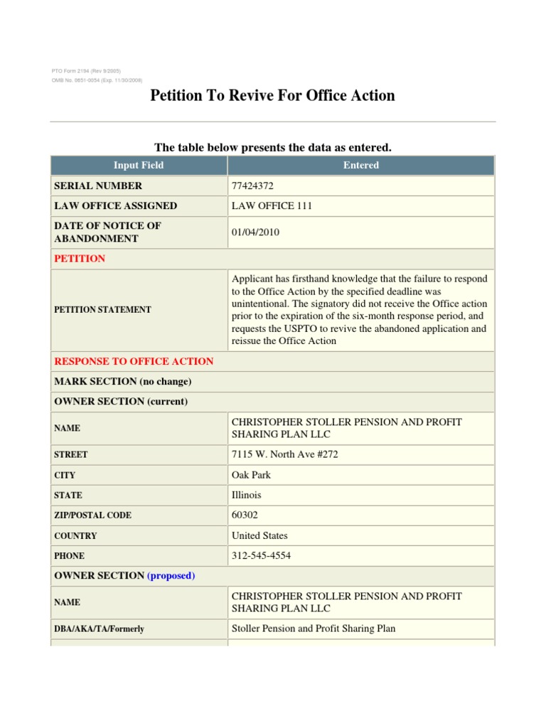 Christopher Stoller Trademark Office Petition | PDF | United States ...