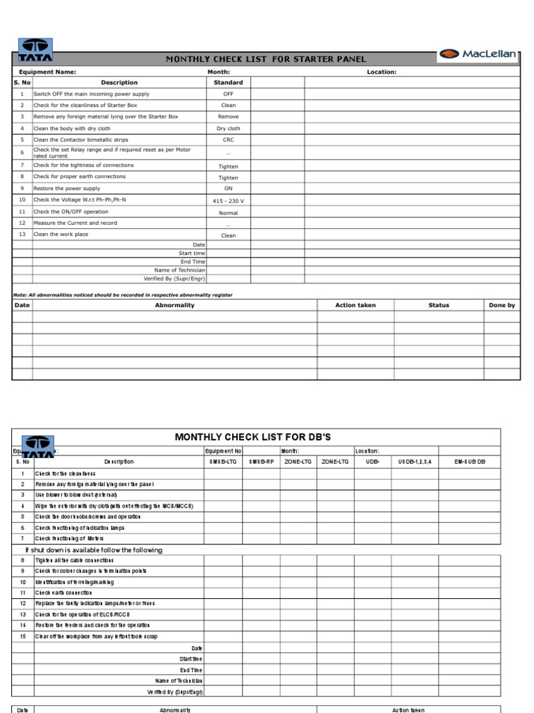 PM Check List | PDF | Power Supply | Fuse (Electrical)