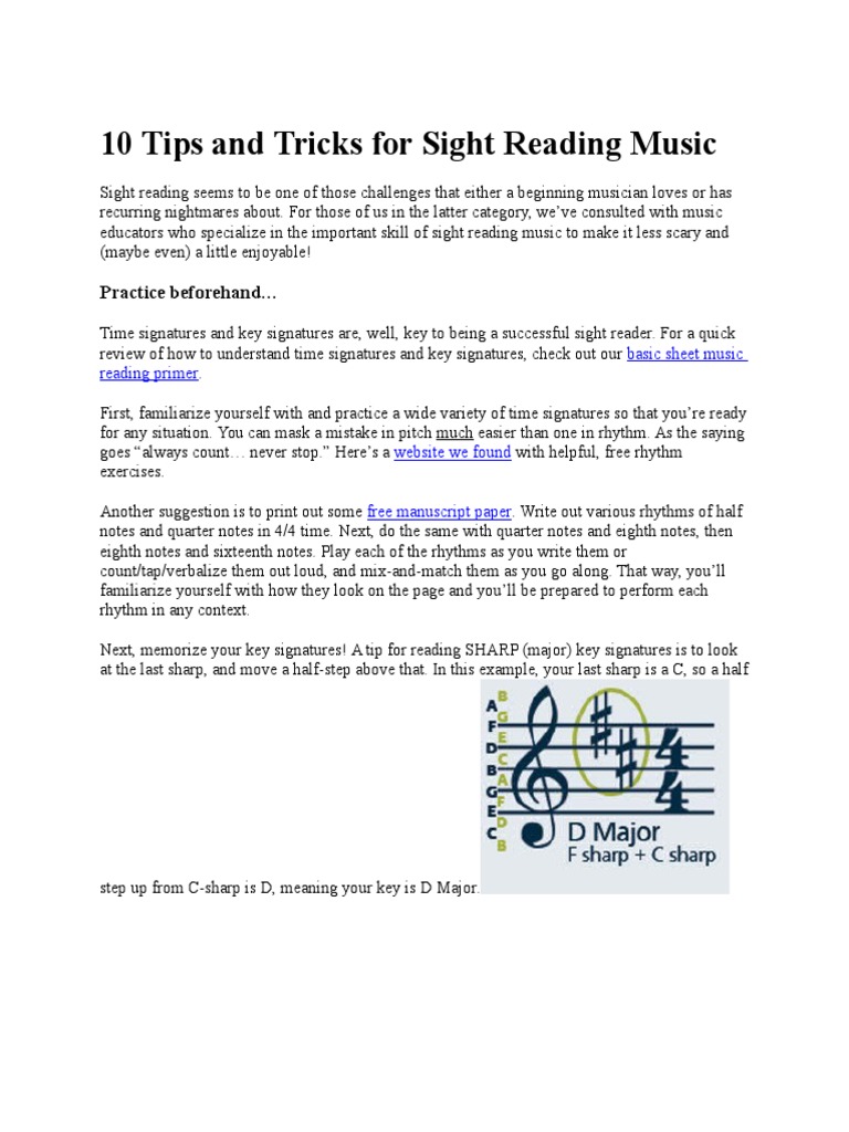 10 Tips and Tricks For Sight Reading Music: Practice Beforehand ...