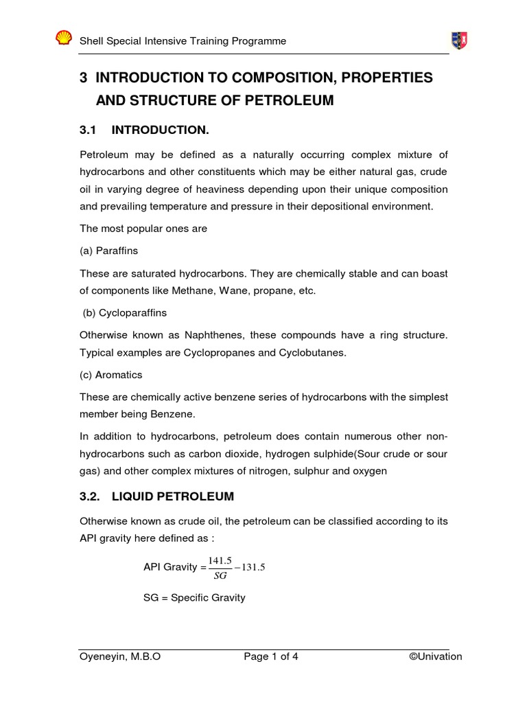 03 - Intro To Ppties of Petr | PDF | Hydrocarbons | Petroleum