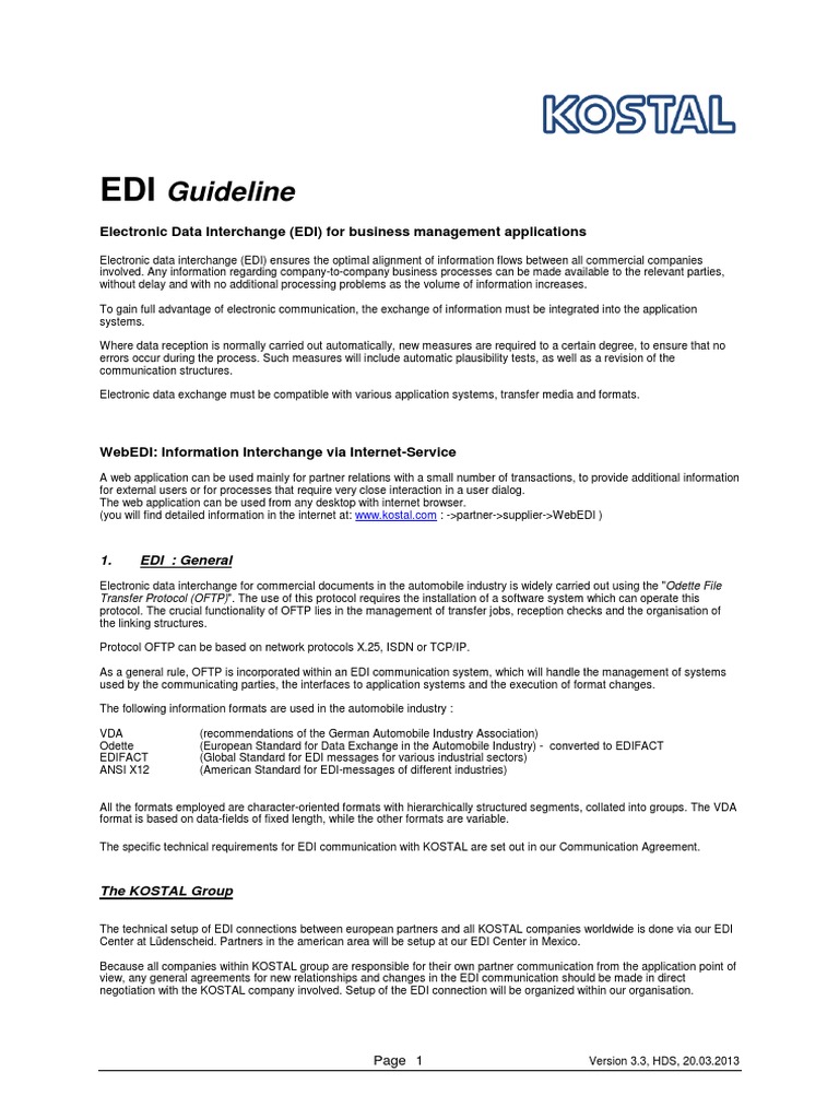EDI Guideline V3 3 Engl | PDF | Electronic Data Interchange | Communications Protocols