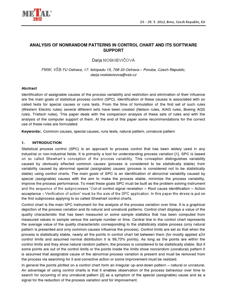 Analysis of Nonrandom Patterns in Control Chart and Its Software ...