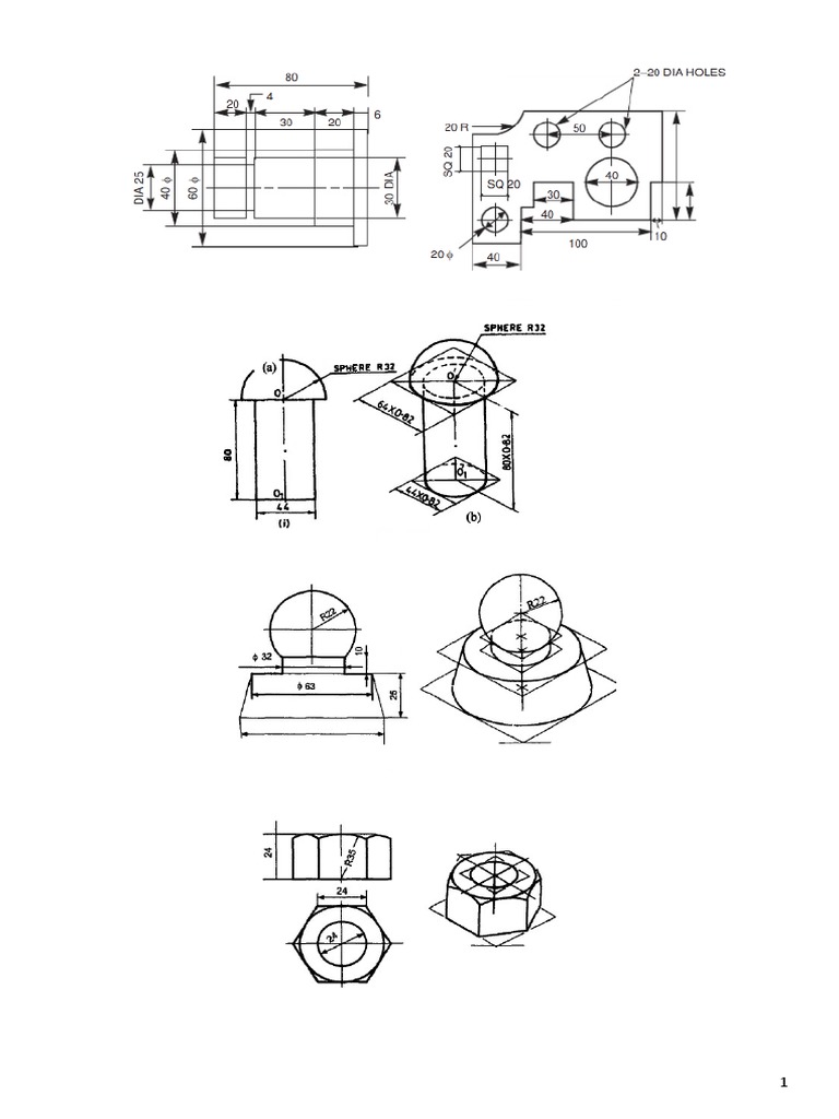 Mechanical Drawing Practice Examples | PDF
