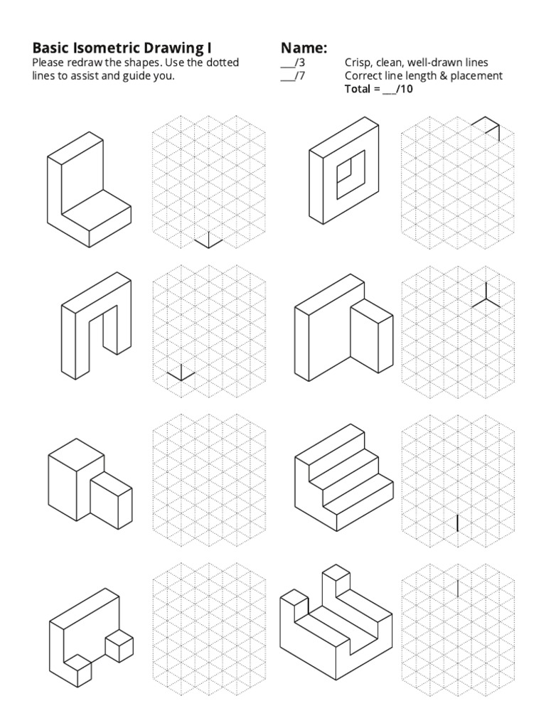 Easy Isometric Drawing Exercises