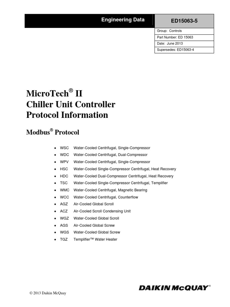 MicroTech II Chiller Unit Controller Protocol Information | PDF ...
