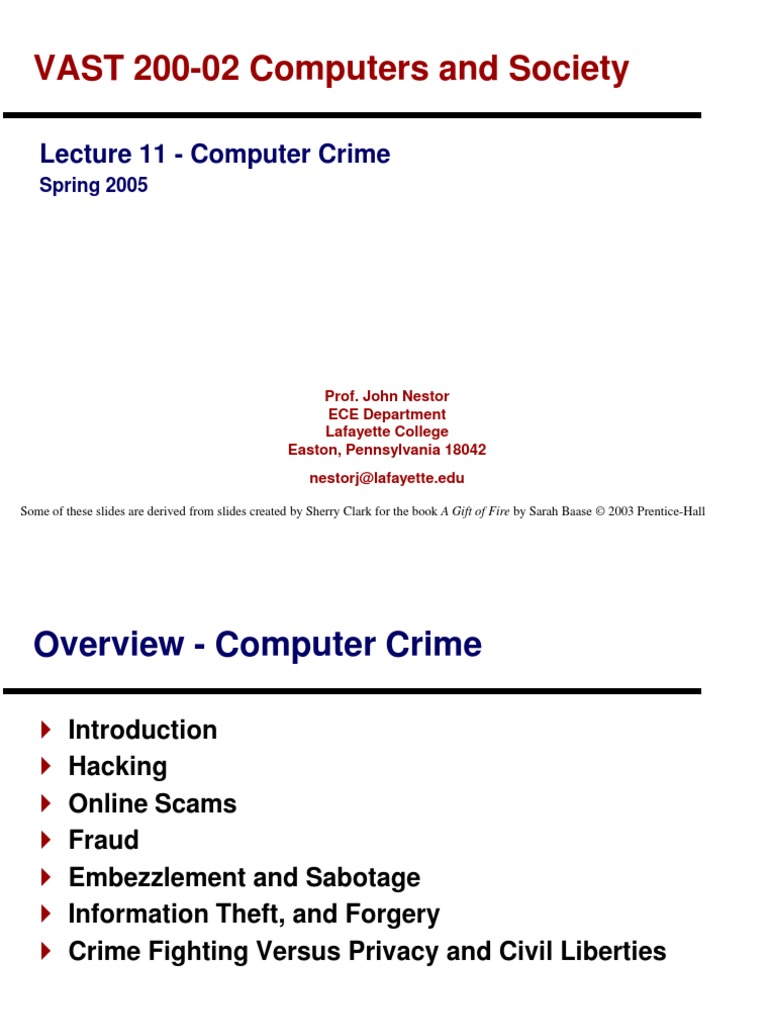Computer Crime | PDF | Security Hacker | Identity Theft