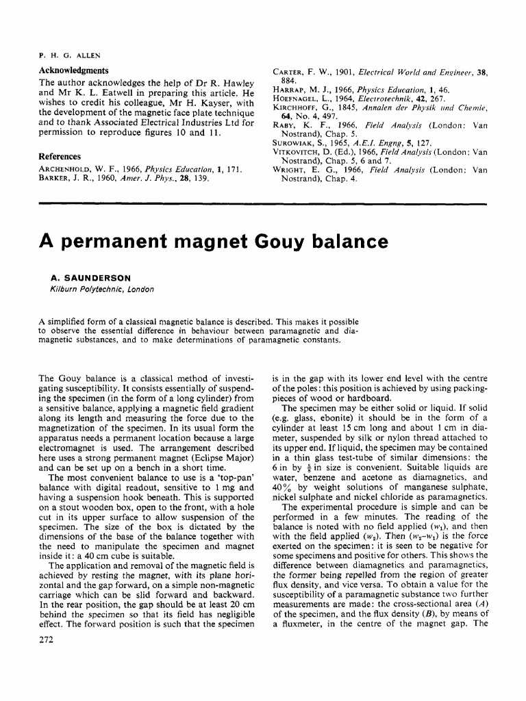 Gouy Balance | PDF | Physical Quantities | Electromagnetism