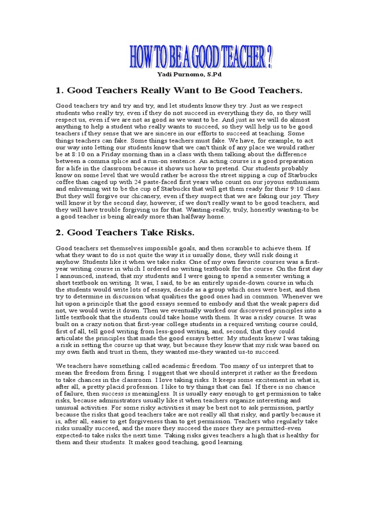 How To Be Good Teacher | PDF | Curiosity | Motivation