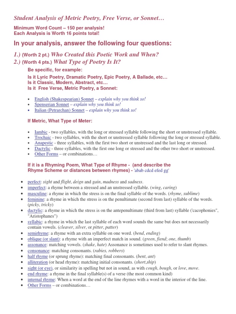 Poetry Rhymes Short Examples | PDF