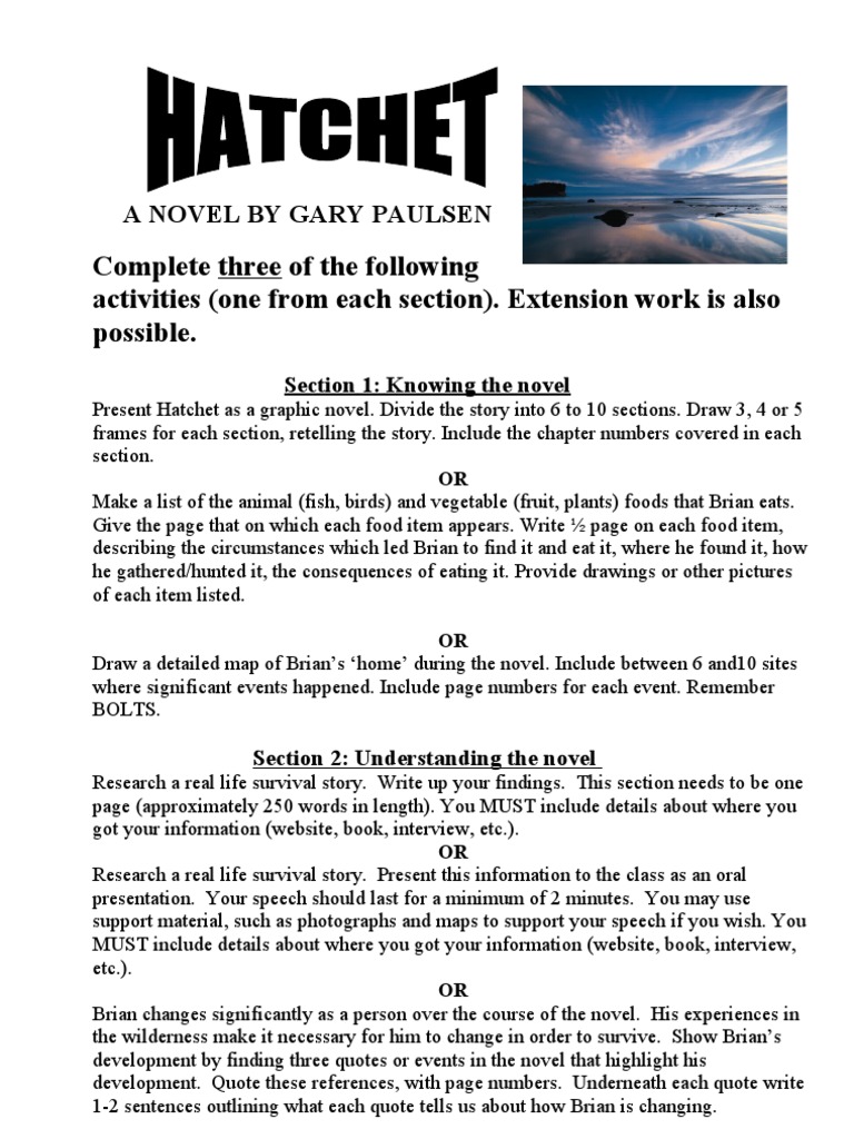 Hatchet Novel Study Activities | PDF | Books