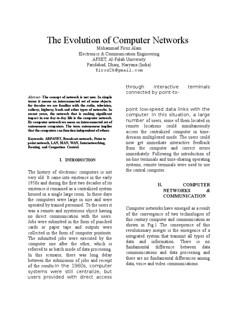 The Evolution of Computer Networks | Router (Computing) | Computer Network