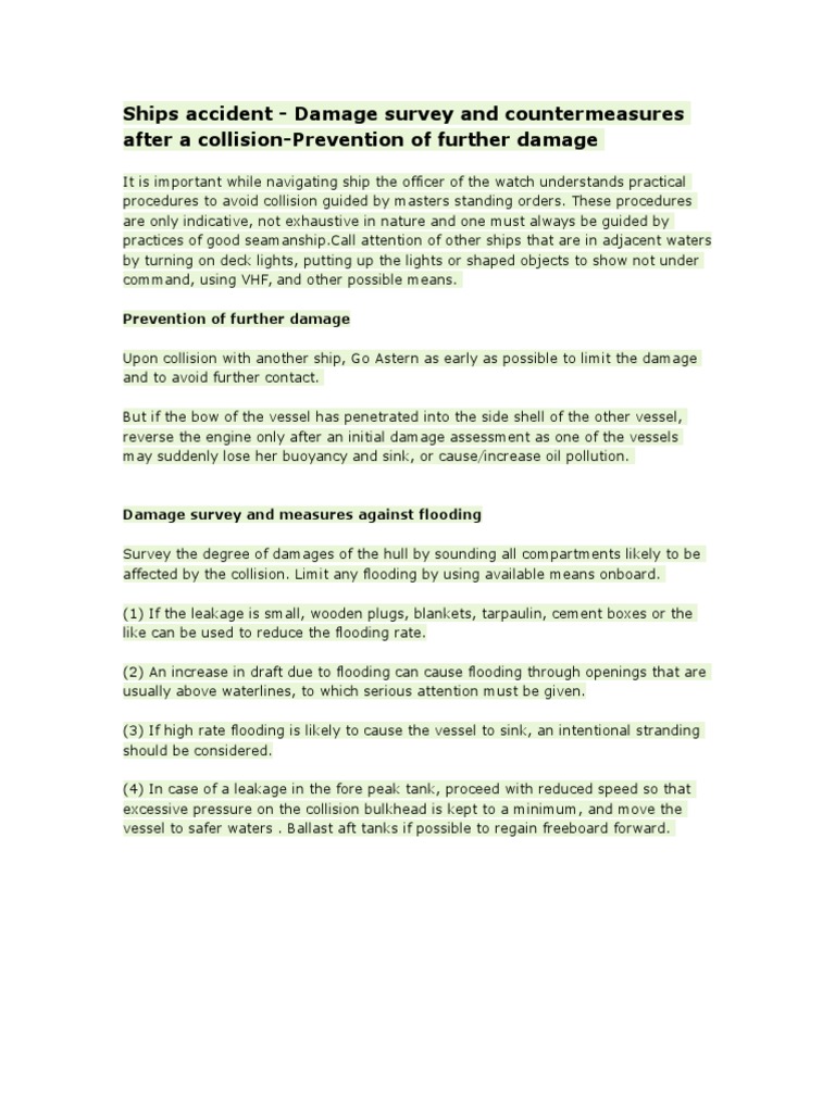 Ships Accident - Damage Survey and Countermeasures After A Collision ...