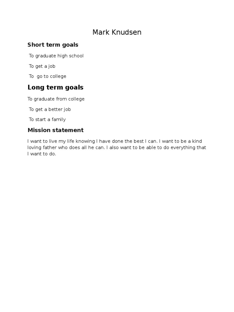 Mission Statement | PDF | Career & Growth | Self-Improvement
