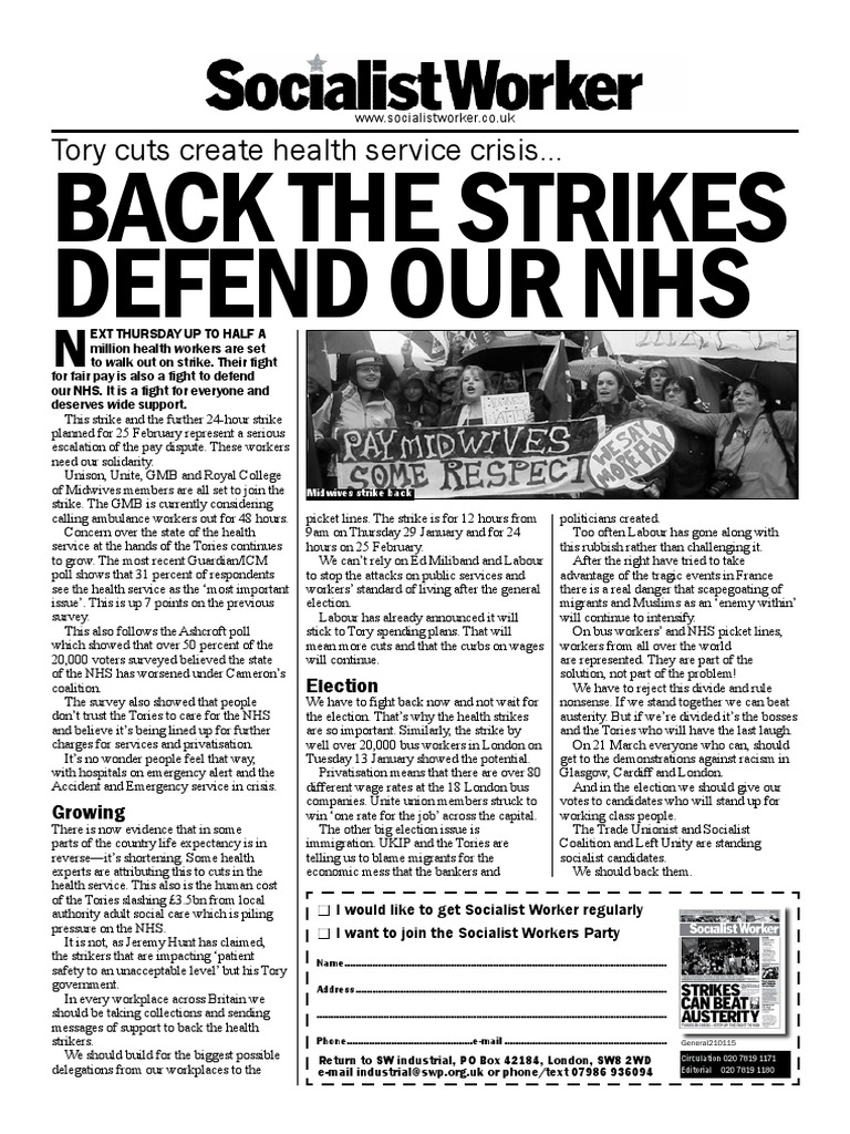 Back The Strikes Defend Our NHS: Tory Cuts Create Health Service Crisis ...