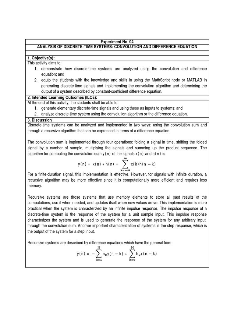 Activity 04 | PDF | Convolution | Recurrence Relation