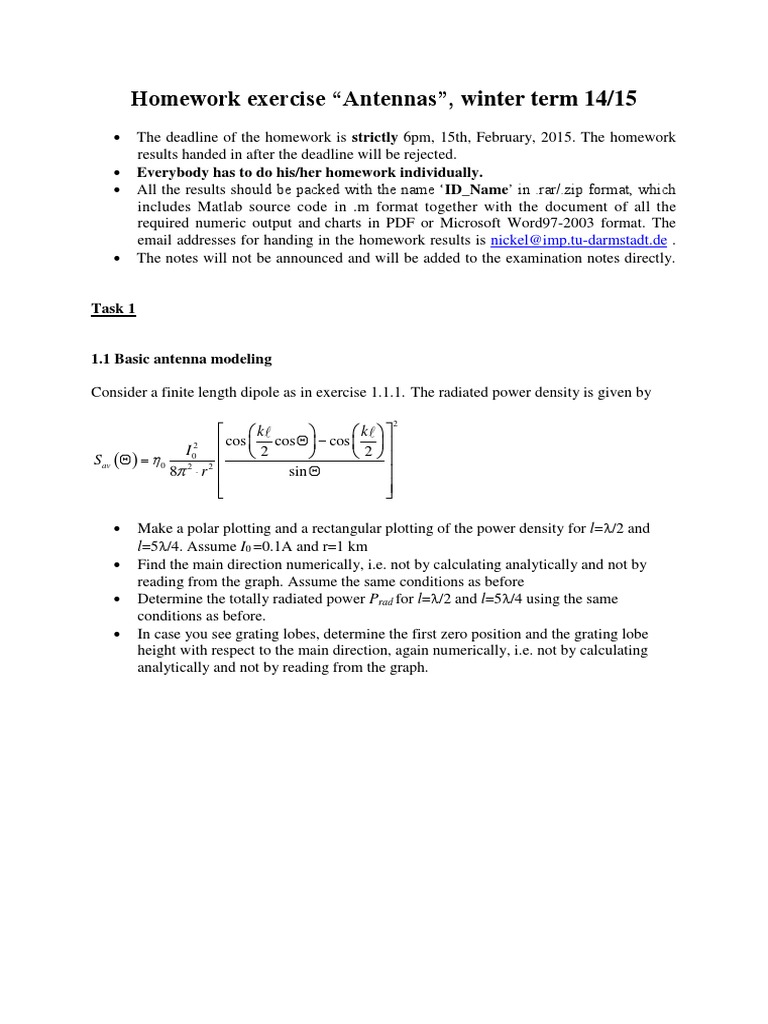 Matlab Homework | PDF | Antenna (Radio) | Telecommunications Engineering