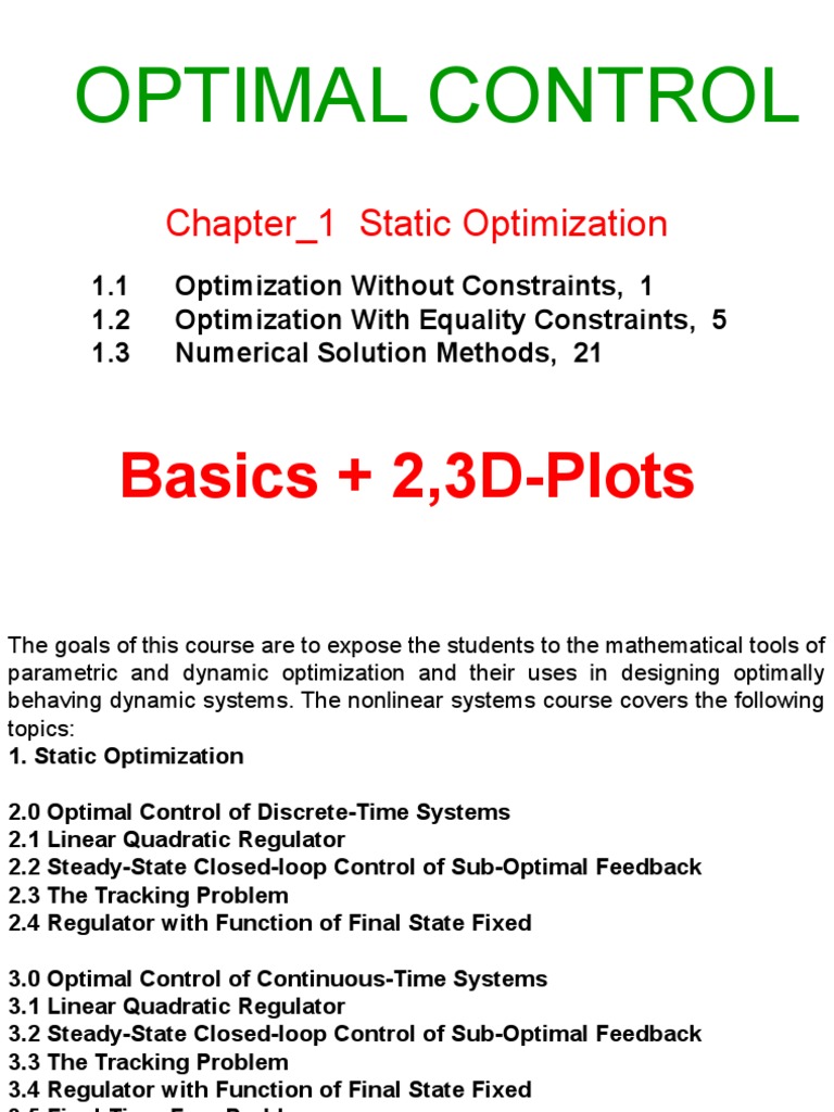 Chap - 1 - Static Optimization - 1.1 - 2014 | PDF | Maxima And Minima ...