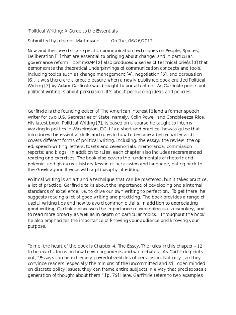 Political Writing Essentials Explained | PDF | Essays | Rhetoric