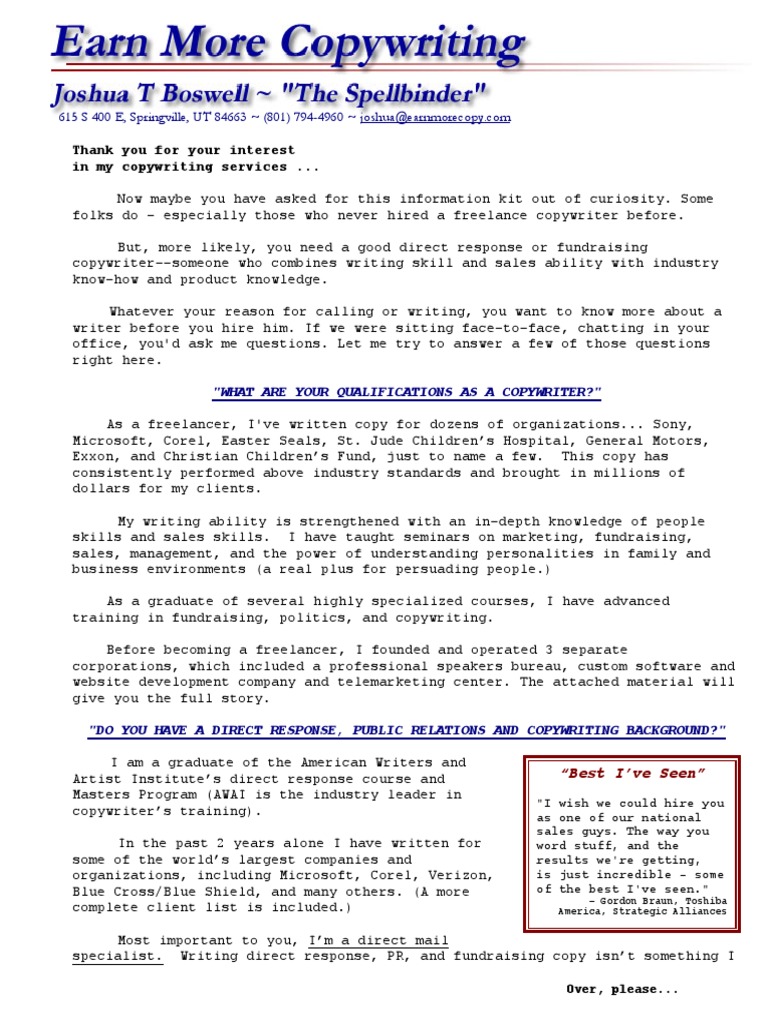 Earn More Copywriting Information | PDF | Image Scanner | Fingerprint