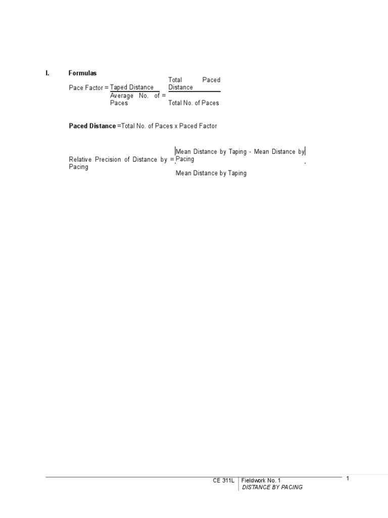 Pacing Formula (Surveying/engineering) | PDF | Scientific Observation ...