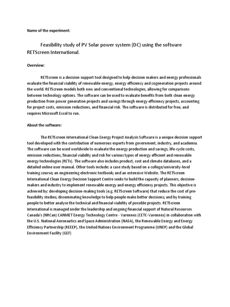 Feasibility Study of PV Solar Power System (DC) Using The Software ...