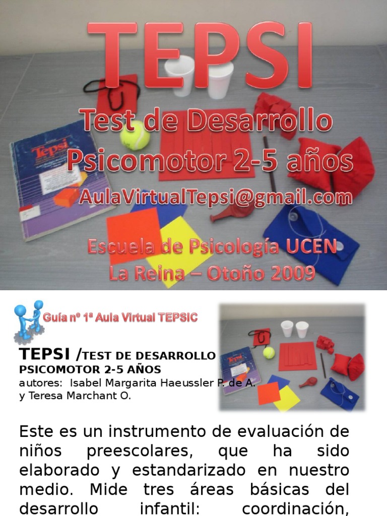 TEPSI - Test de Desarrollo Psicomotor 2-5 Años | PDF | Psique ...