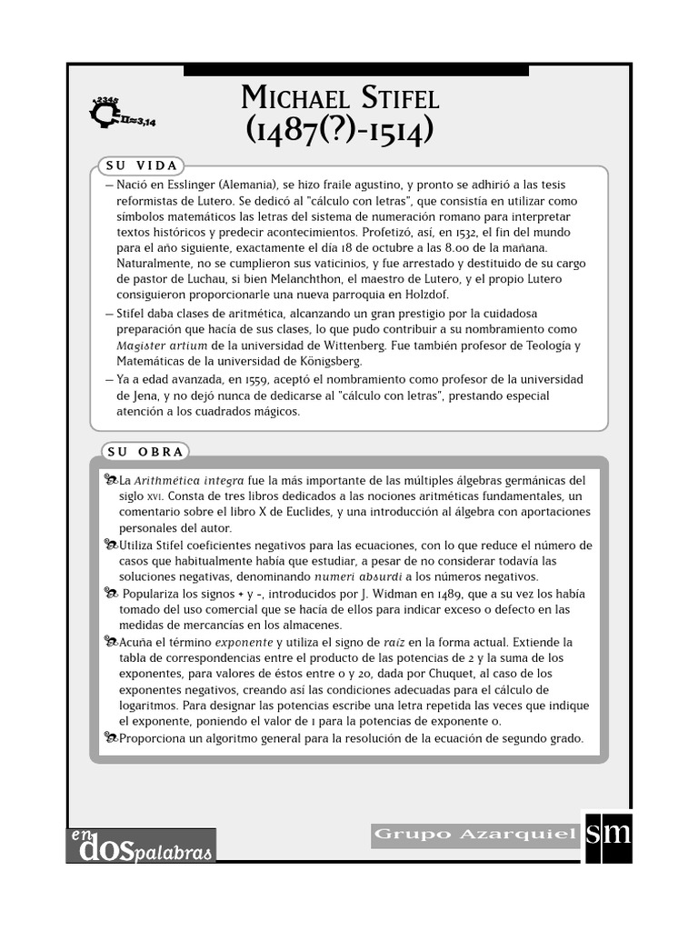 Aportaciones de Michael Stifel en Matemáticas | PDF | Exponenciación ...