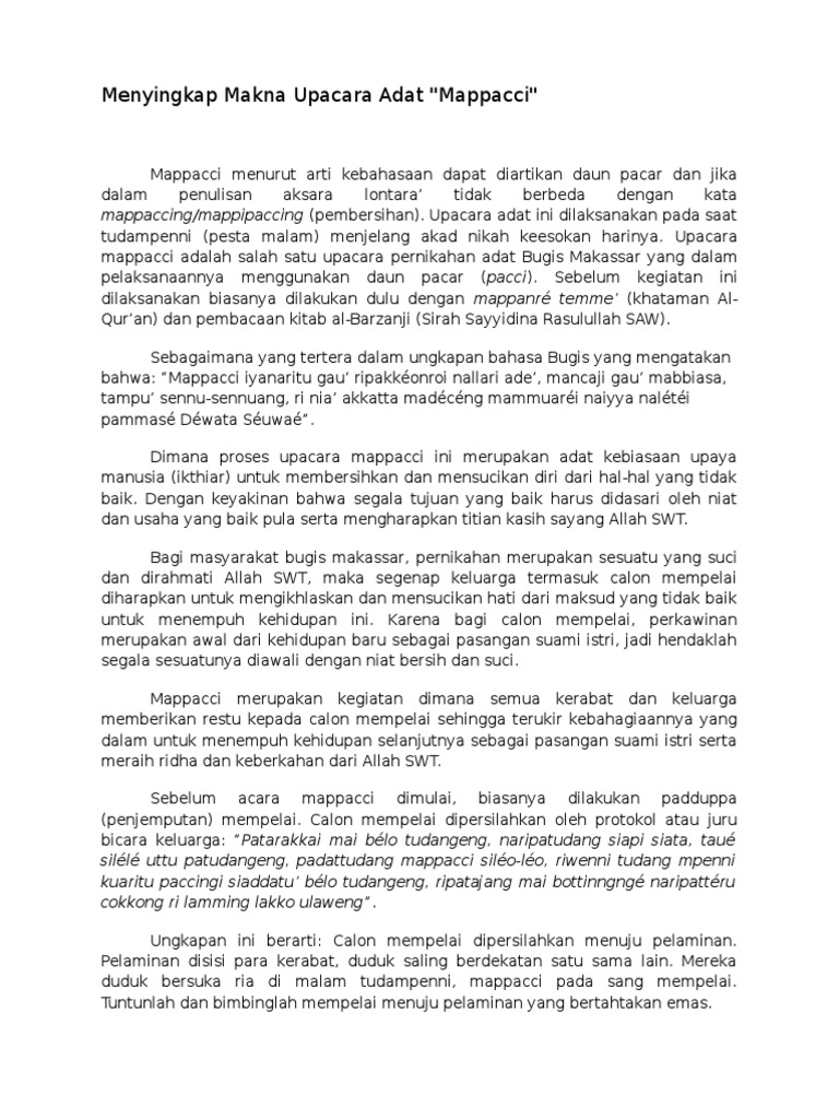 Menyingkap Makna Ritual Mappacci | PDF