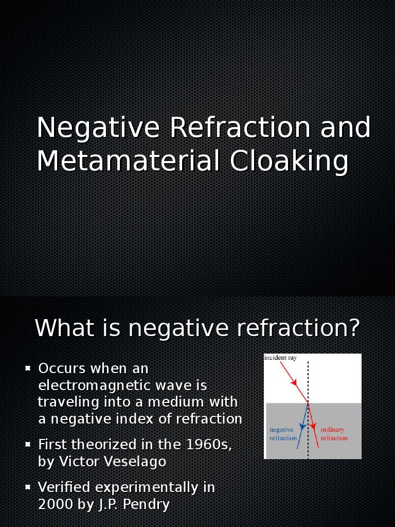 Negative Refraction and Metamaterial Cloaking | PDF | Science & Mathematics