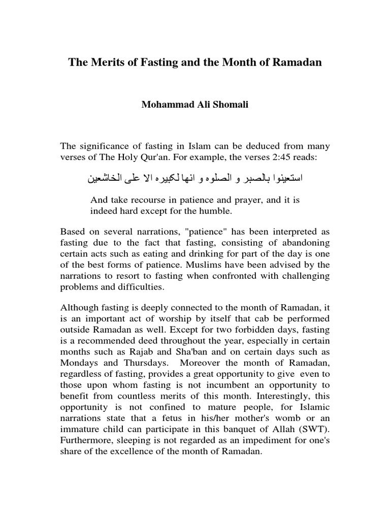 42-Merits of Fasting | PDF | Fasting | God In Islam