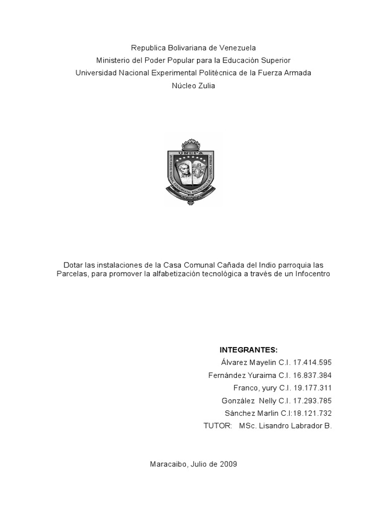 Modelo de Proyecto Comunitario Lisandro Labrador | PDF | Comunidad ...
