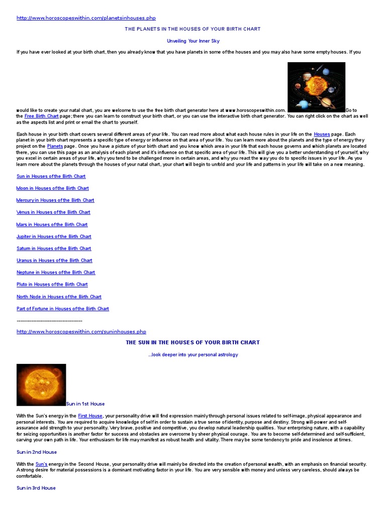 The Planets in The Houses of Your Birth Chart | Download Free PDF ...