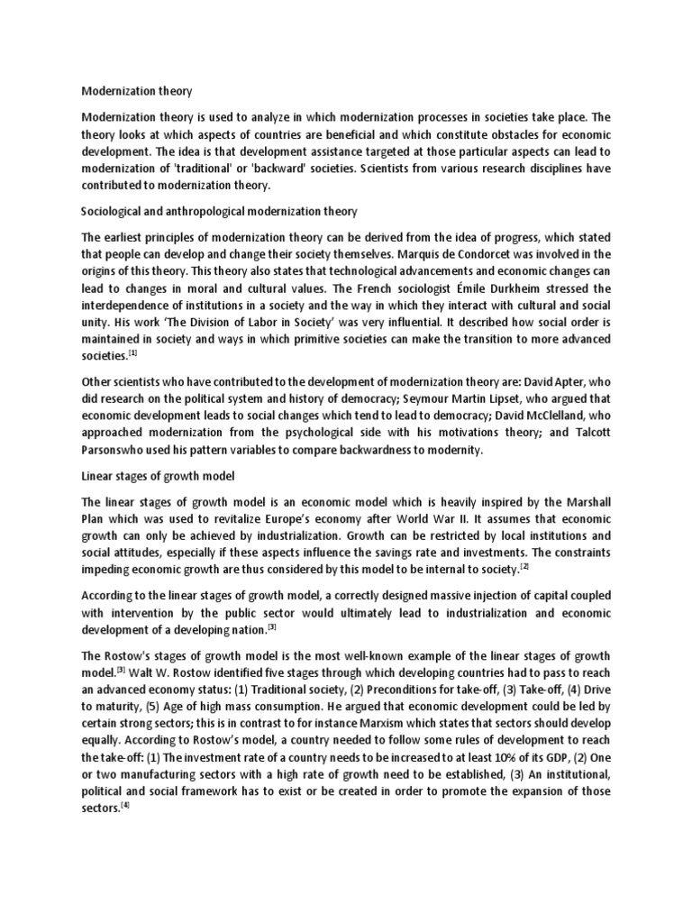 Modernization Theory And Its Critics Pdf Modernization Theory