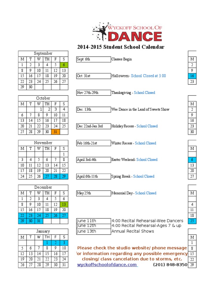 2014 2015 School Calendar 2 | PDF | Art