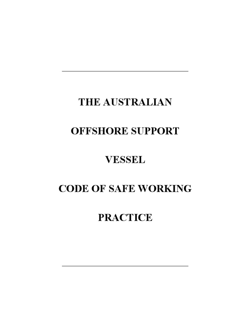 Australian Offshore Support Vessel Code of Safe Working Practice | PDF ...
