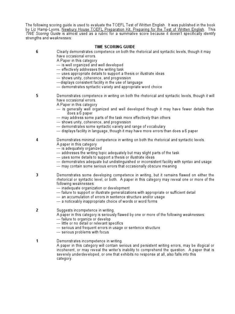 TWE Scoring Guide | PDF | Competence (Human Resources) | Syntax