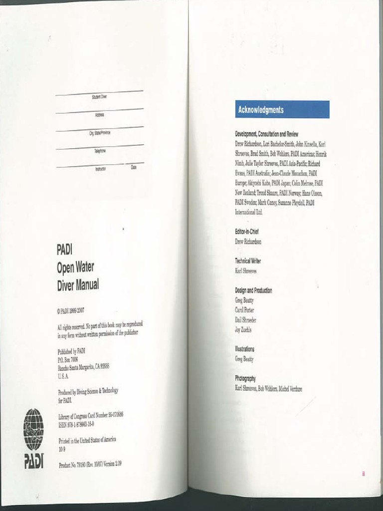 Padi Open Water Manual | PDF